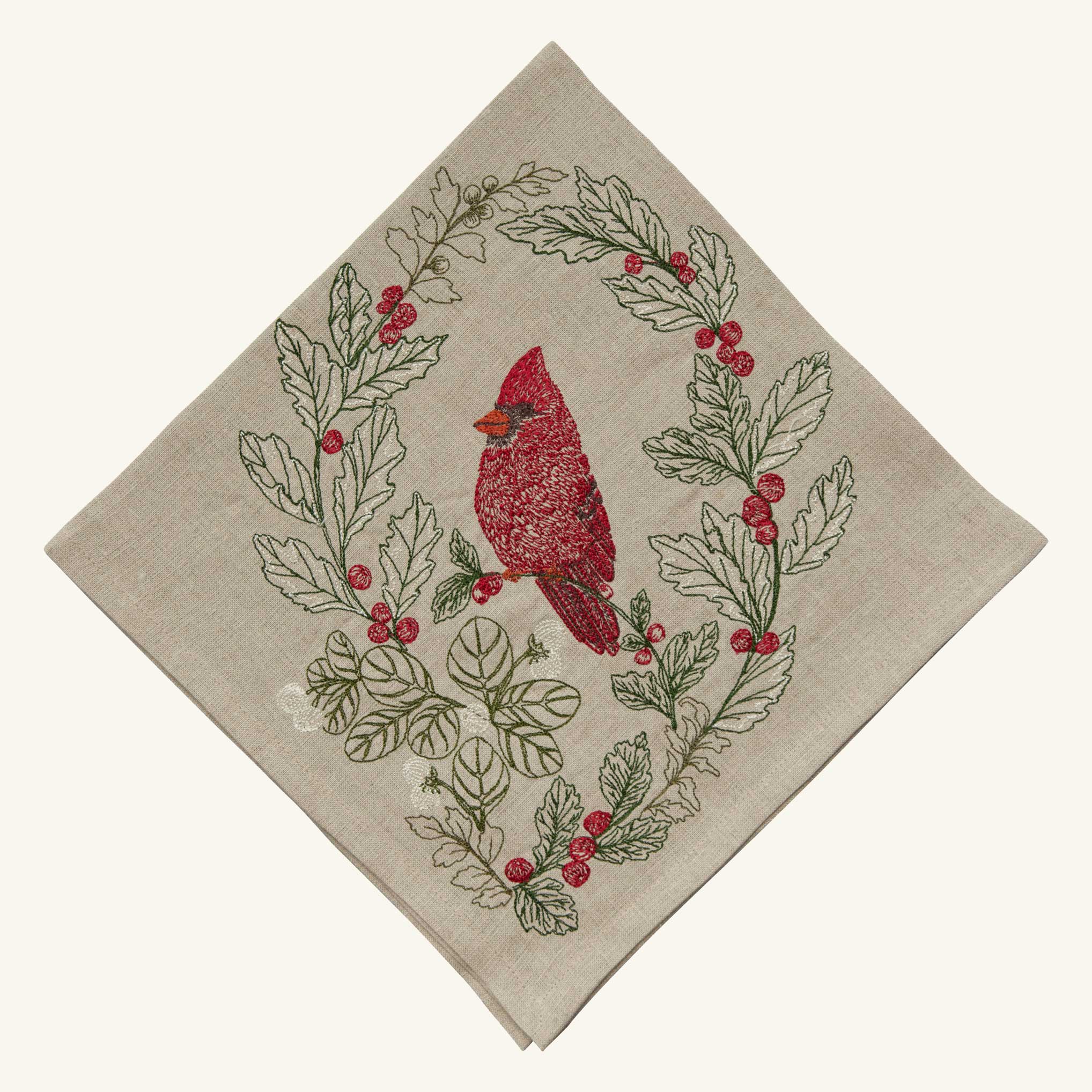 Seconds Sale Winter Cardinal Dinner Napkin #1 – Coral & Tusk