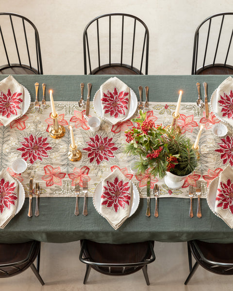 Christmas Flowers Table Runner | Coral & Tusk
