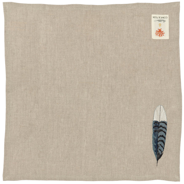 Blue Jay Feather Dinner Napkin | Coral & Tusk
